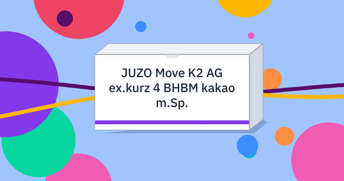 Symbolbild: Packung mit der Aufschrift JUZO Move K2 AG ex.kurz 4 BHBM kakao m.Sp. (PZN 18564275) – Verfügbarkeit und Bezug in Apotheken in Frankfurt am Main