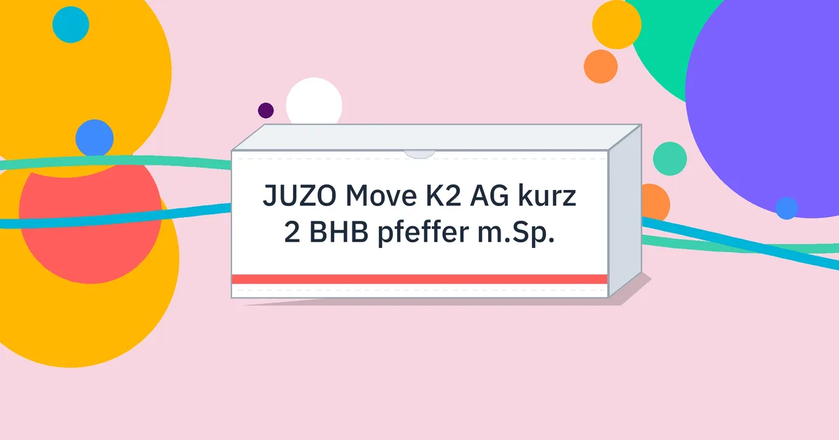 Symbolbild: Packung mit der Aufschrift JUZO Move K2 AG kurz 2 BHB pfeffer m.Sp. (PZN 16637538) – Verfügbarkeit und Bezug in Apotheken in Frankfurt am Main