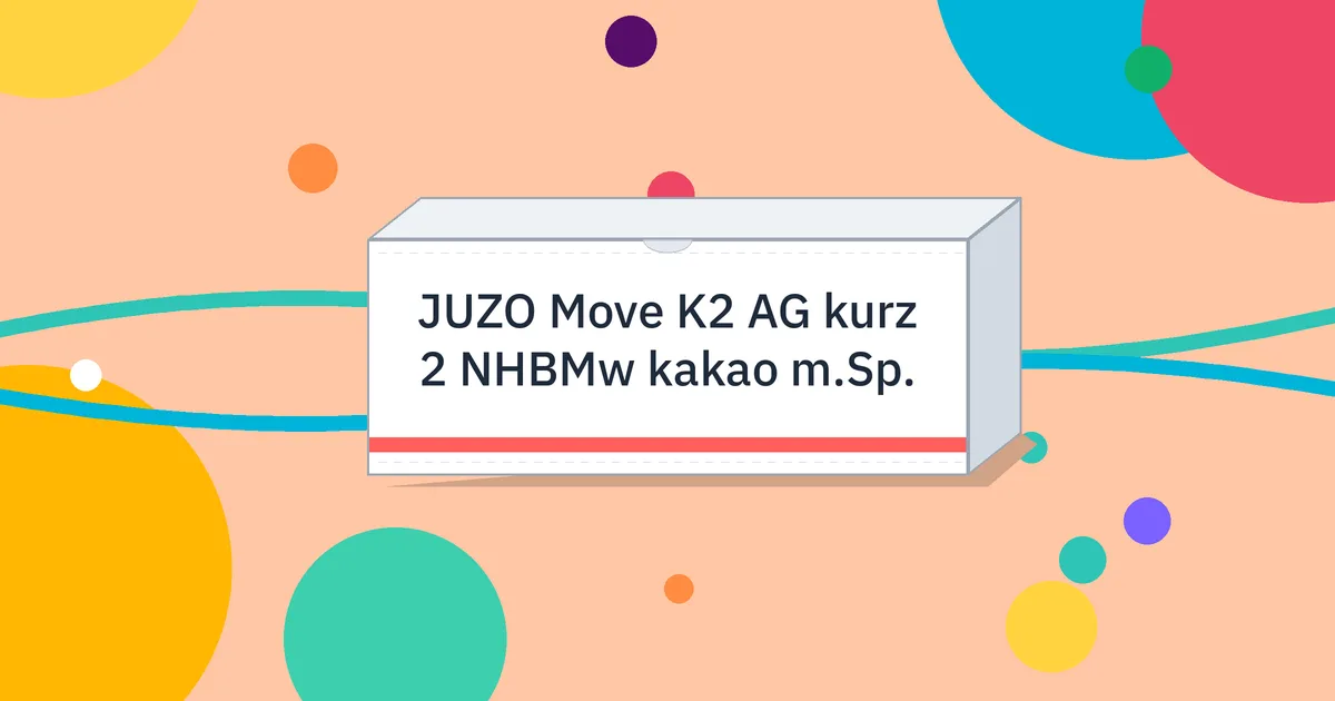 Symbolbild: Packung mit der Aufschrift JUZO Move K2 AG kurz 2 NHBMw kakao m.Sp. (PZN 18559191) – Verfügbarkeit und Bezug in Apotheken in Frankfurt am Main