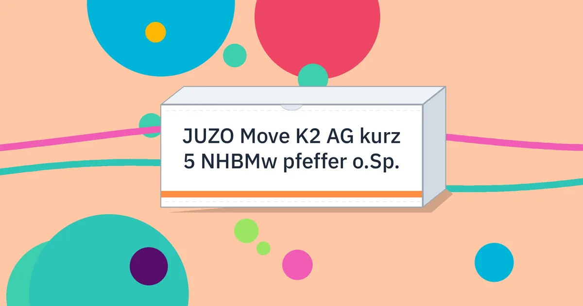 Symbolbild: Packung mit der Aufschrift JUZO Move K2 AG kurz 5 NHBMw pfeffer o.Sp. (PZN 16644662) – Verfügbarkeit und Bezug in Apotheken in Frankfurt am Main