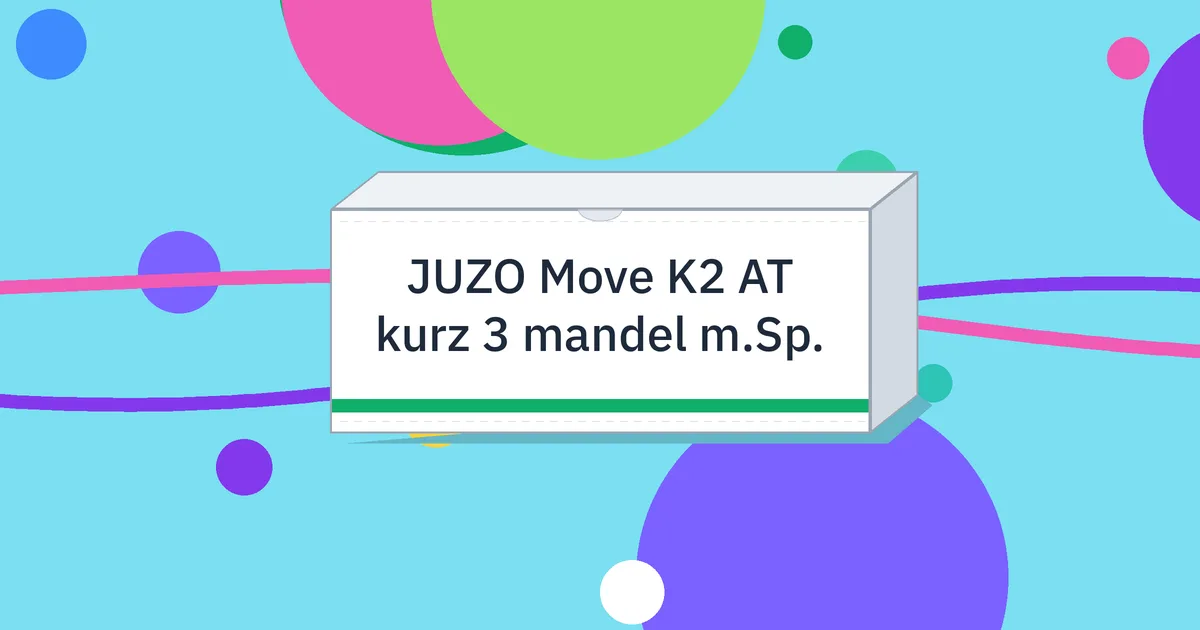 Symbolbild: Packung mit der Aufschrift JUZO Move K2 AT kurz 3 mandel m.Sp. (PZN 20673965) – Verfügbarkeit und Bezug in Apotheken in Frankfurt am Main