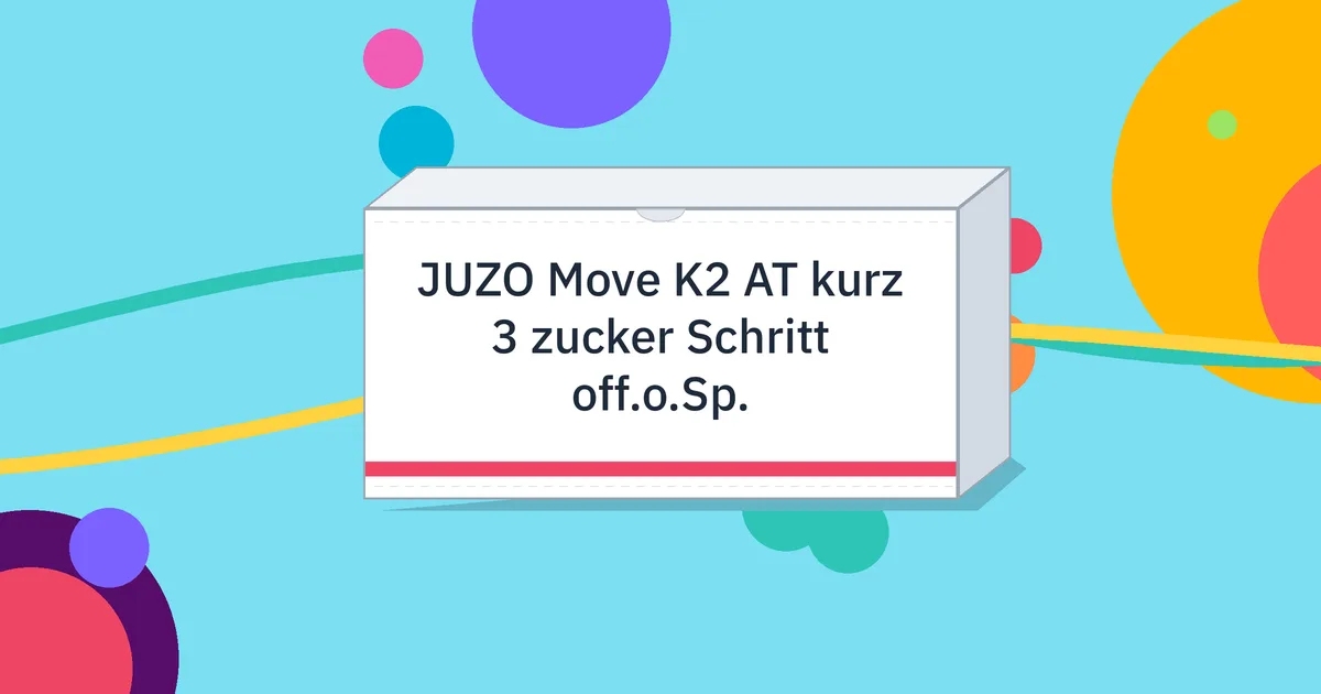 Symbolbild: Packung mit der Aufschrift JUZO Move K2 AT kurz 3 zucker Schritt off.o.Sp. (PZN 20675697) – Verfügbarkeit und Bezug in Apotheken in Frankfurt am Main