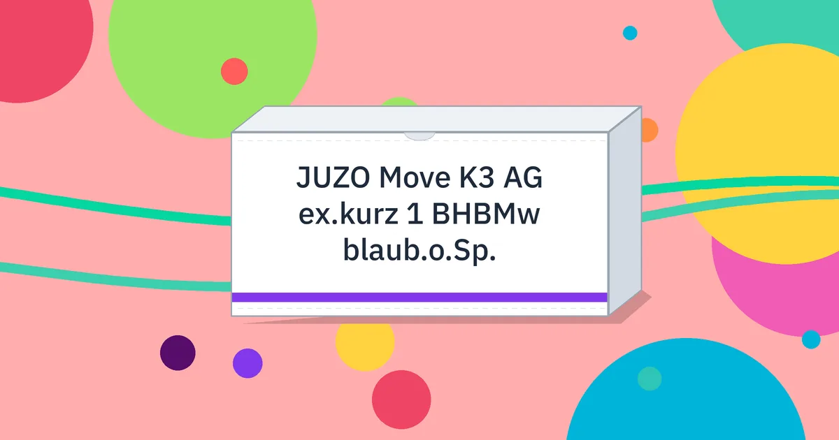 Symbolbild: Packung mit der Aufschrift JUZO Move K3 AG ex.kurz 1 BHBMw blaub.o.Sp. (PZN 18597990) – Verfügbarkeit und Bezug in Apotheken in Frankfurt am Main