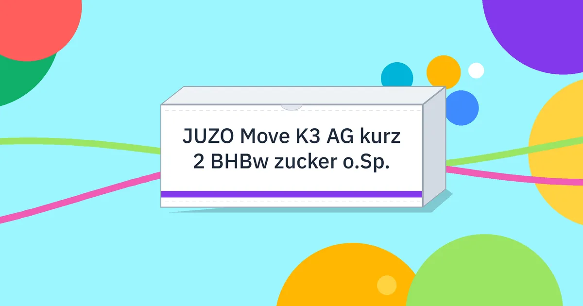 Symbolbild: Packung mit der Aufschrift JUZO Move K3 AG kurz 2 BHBw zucker o.Sp. (PZN 18581670) – Verfügbarkeit und Bezug in Apotheken in Frankfurt am Main