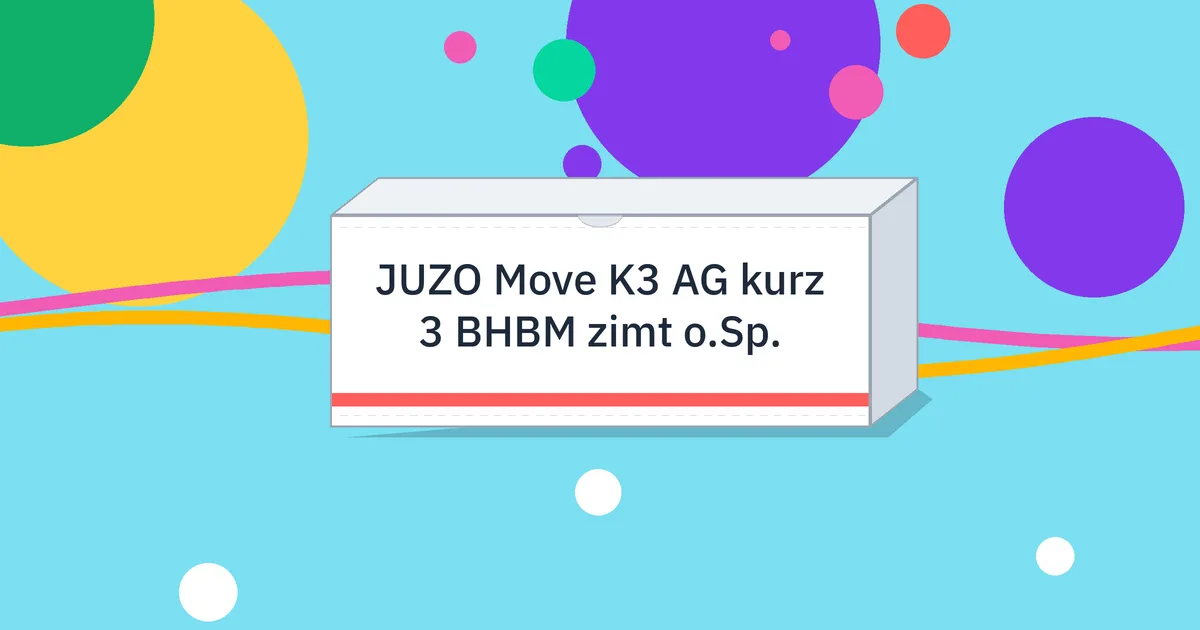 Symbolbild: Packung mit der Aufschrift JUZO Move K3 AG kurz 3 BHBM zimt o.Sp. (PZN 18581977) – Verfügbarkeit und Bezug in Apotheken in Frankfurt am Main