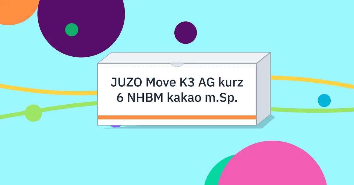 Symbolbild: Packung mit der Aufschrift JUZO Move K3 AG kurz 6 NHBM kakao m.Sp. (PZN 18590686) – Verfügbarkeit und Bezug in Apotheken in Frankfurt am Main