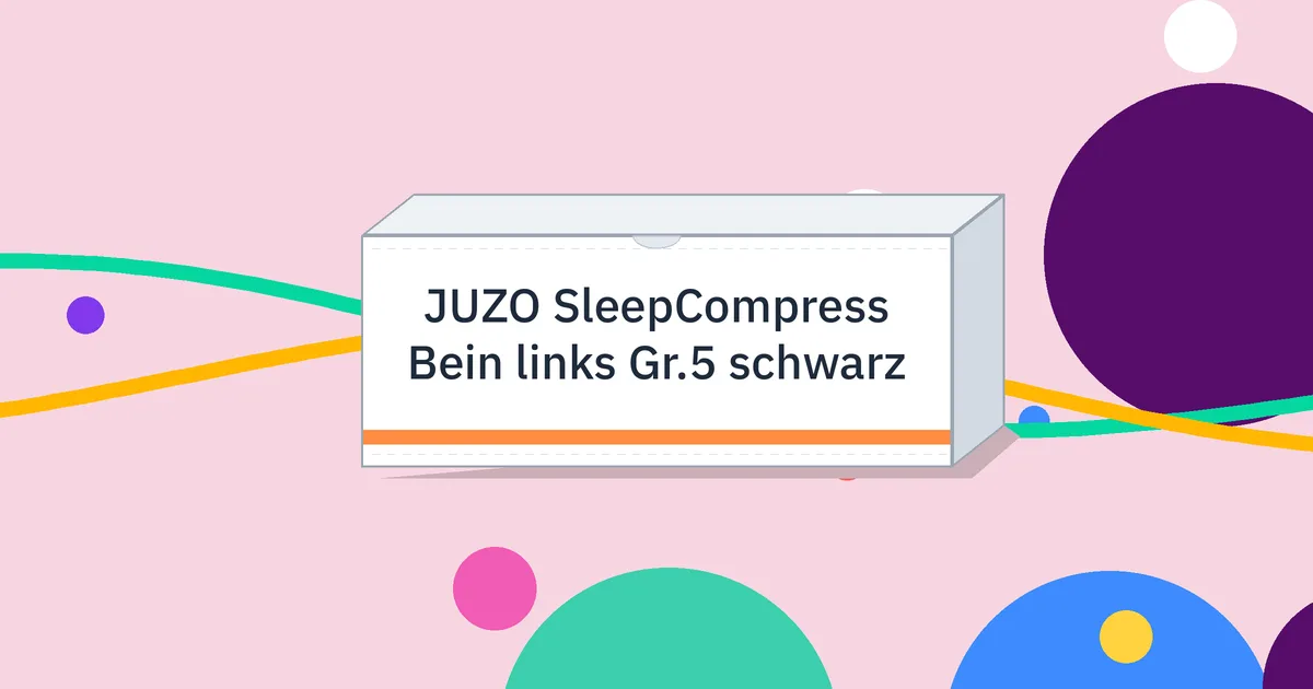 Symbolbild: Packung mit der Aufschrift JUZO SleepCompress Bein links Gr.5 schwarz (PZN 19622678) – Verfügbarkeit und Bezug in Apotheken in Frankfurt am Main