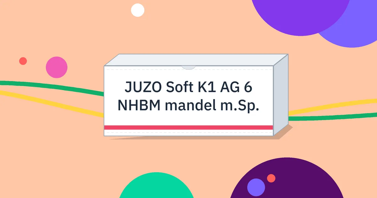 Symbolbild: Packung mit der Aufschrift JUZO Soft K1 AG 6 NHBM mandel m.Sp. (PZN 14999579) – Verfügbarkeit und Bezug in Apotheken in Frankfurt am Main