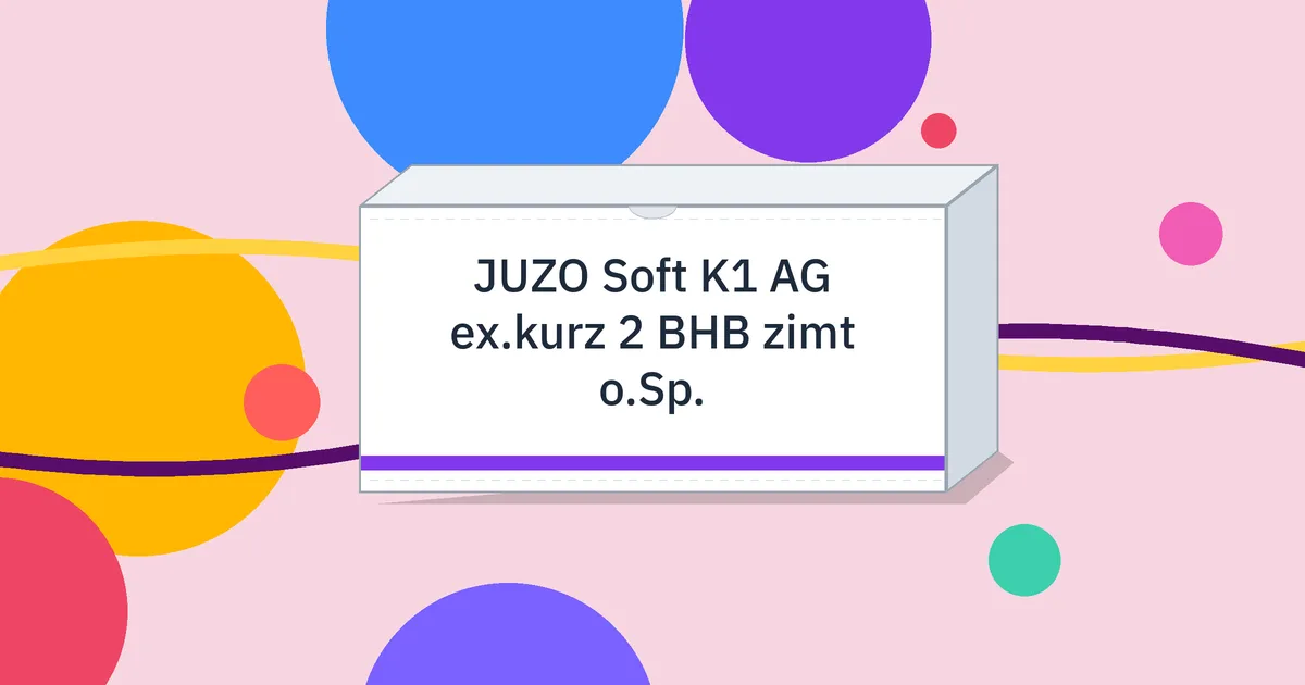 Symbolbild: Packung mit der Aufschrift JUZO Soft K1 AG ex.kurz 2 BHB zimt o.Sp. (PZN 14824058) – Verfügbarkeit und Bezug in Apotheken in Frankfurt am Main