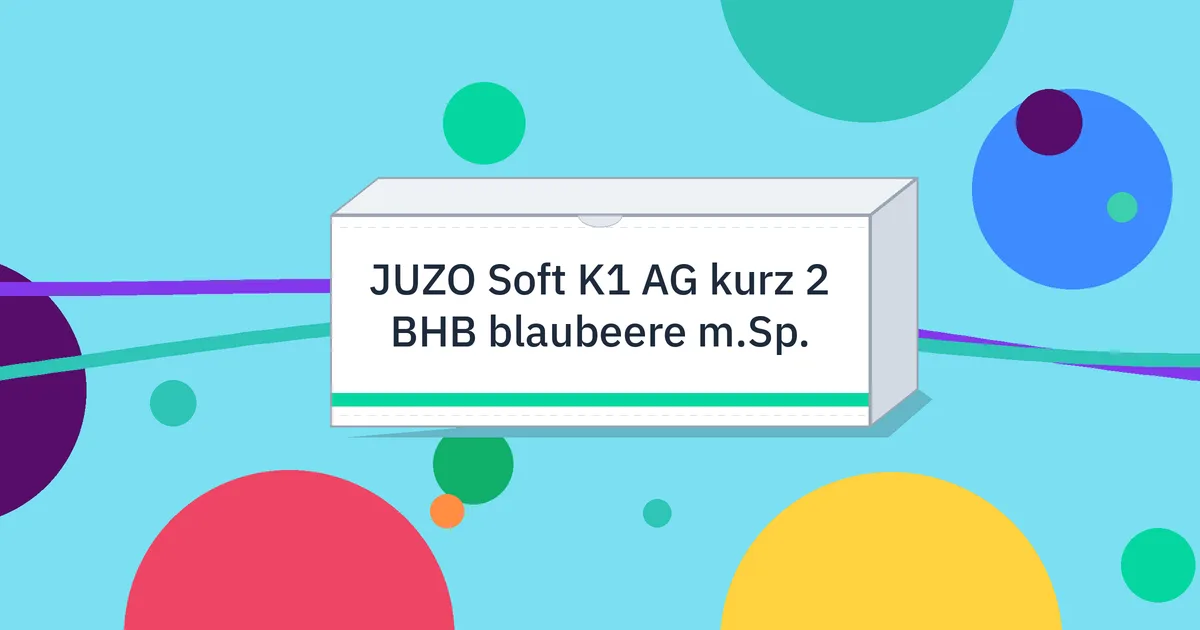 Symbolbild: Packung mit der Aufschrift JUZO Soft K1 AG kurz 2 BHB blaubeere m.Sp. (PZN 14822289) – Verfügbarkeit und Bezug in Apotheken in Frankfurt am Main