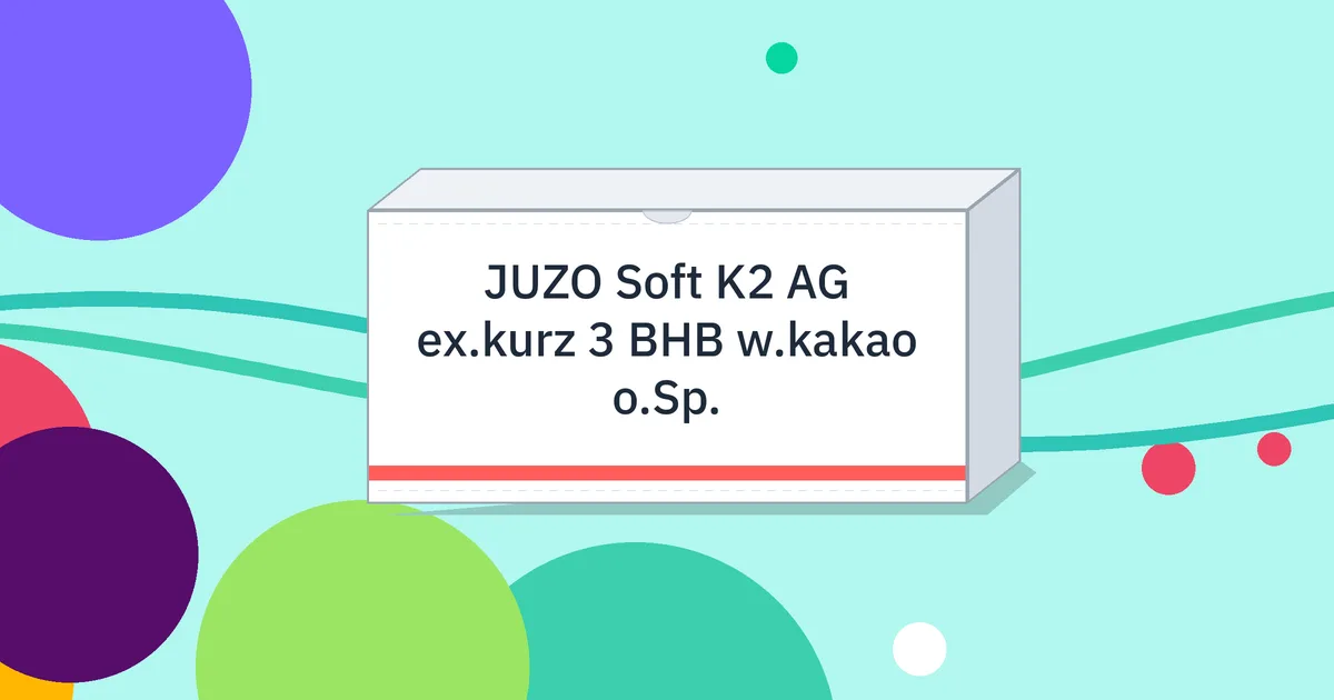 Symbolbild: Packung mit der Aufschrift JUZO Soft K2 AG ex.kurz 3 BHB w.kakao o.Sp. (PZN 14844368) – Verfügbarkeit und Bezug in Apotheken in Frankfurt am Main