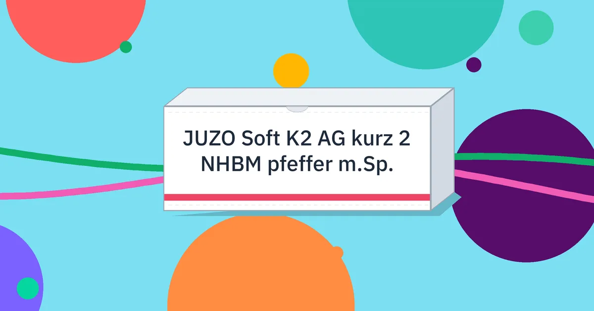 Symbolbild: Packung mit der Aufschrift JUZO Soft K2 AG kurz 2 NHBM pfeffer m.Sp. (PZN 14998189) – Verfügbarkeit und Bezug in Apotheken in Frankfurt am Main