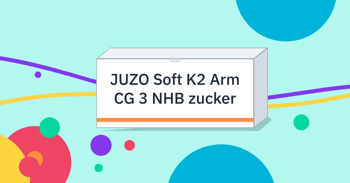 Symbolbild: Packung mit der Aufschrift JUZO Soft K2 Arm CG 3 NHB zucker (PZN 15510623) – Verfügbarkeit und Bezug in Apotheken in Frankfurt am Main