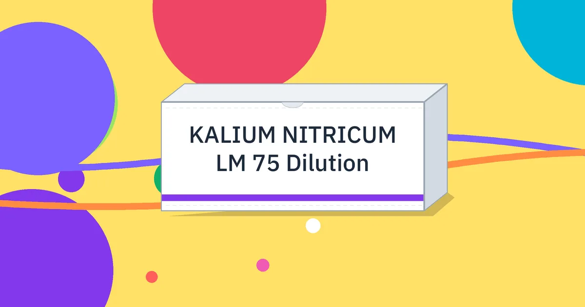 Symbolbild: Packung mit der Aufschrift KALIUM NITRICUM LM 75 Dilution (PZN 12923431) – Verfügbarkeit und Bezug in Apotheken in Frankfurt am Main
