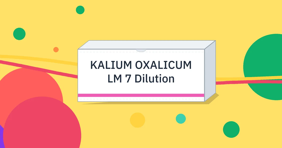 Symbolbild: Packung mit der Aufschrift KALIUM OXALICUM LM 7 Dilution (PZN 12923566) – Verfügbarkeit und Bezug in Apotheken in Frankfurt am Main