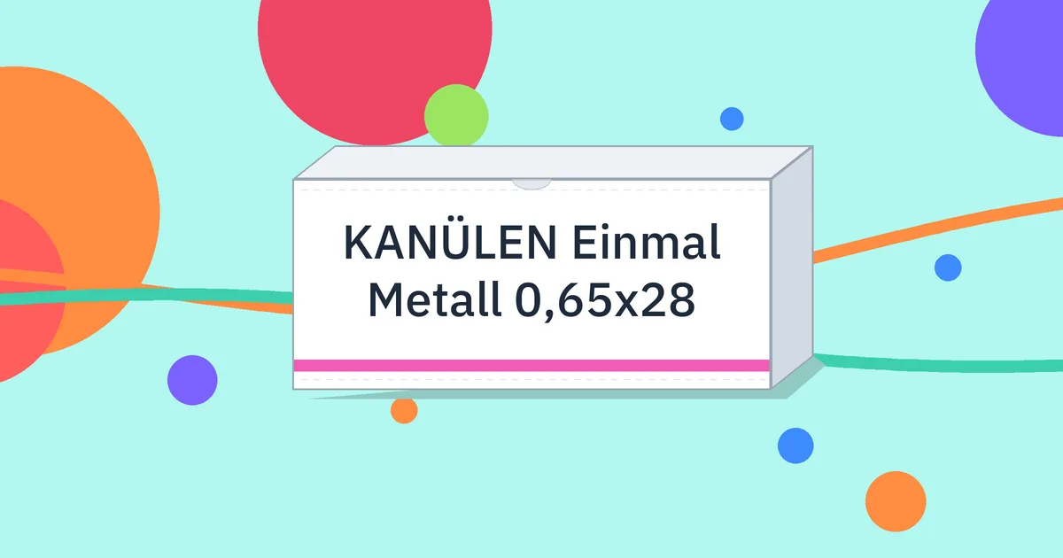 Symbolbild: Packung mit der Aufschrift KANÜLEN Einmal Metall 0,65x28 (PZN 01965107) – Verfügbarkeit und Bezug in Apotheken in Frankfurt am Main