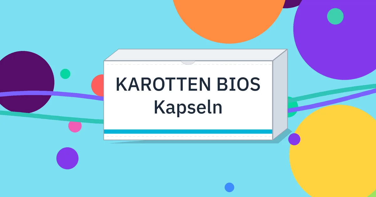 Symbolbild: Packung mit der Aufschrift KAROTTEN BIOS Kapseln (PZN 09324721) – Verfügbarkeit und Bezug in Apotheken in Frankfurt am Main