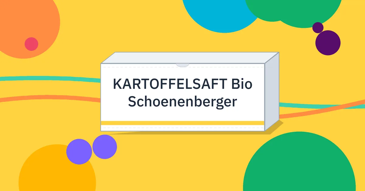 Symbolbild: Packung mit der Aufschrift KARTOFFELSAFT Bio Schoenenberger (PZN 15196374) – Verfügbarkeit und Bezug in Apotheken in Frankfurt am Main