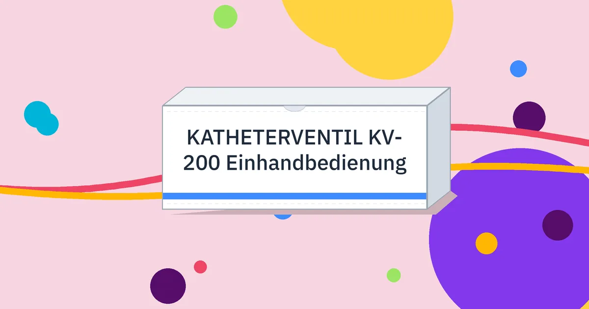 Symbolbild: Packung mit der Aufschrift KATHETERVENTIL KV-200 Einhandbedienung (PZN 04608483) – Verfügbarkeit und Bezug in Apotheken in Frankfurt am Main