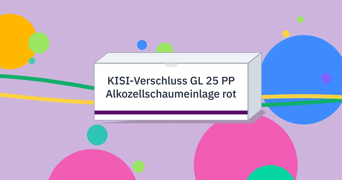 Symbolbild: Packung mit der Aufschrift KISI-Verschluss GL 25 PP Alkozellschaumeinlage rot (PZN 20786824) – Verfügbarkeit und Bezug in Apotheken in Frankfurt am Main