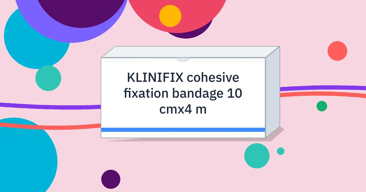 Symbolbild: Packung mit der Aufschrift KLINIFIX cohesive fixation bandage 10 cmx4 m (PZN 13246955) – Verfügbarkeit und Bezug in Apotheken in Frankfurt am Main