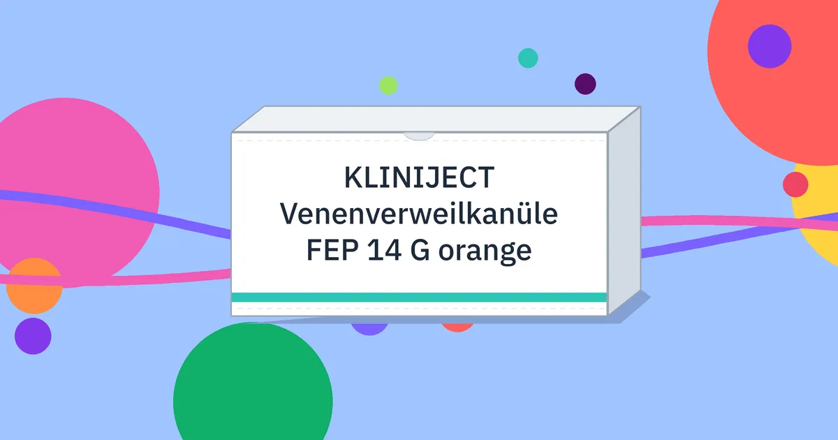 Symbolbild: Packung mit der Aufschrift KLINIJECT Venenverweilkanüle FEP 14 G orange (PZN 00367781) – Verfügbarkeit und Bezug in Apotheken in Frankfurt am Main