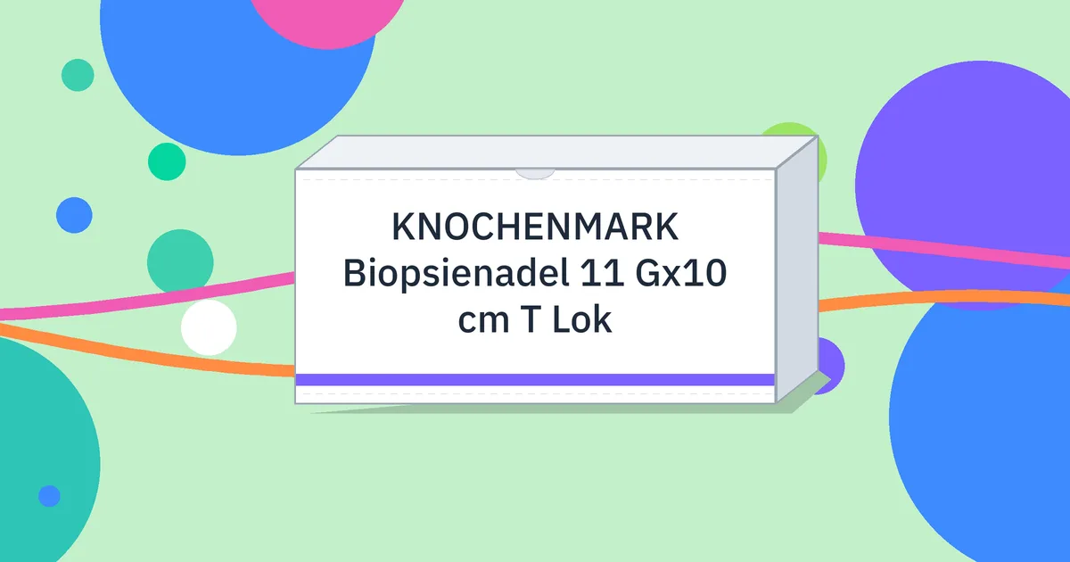 Symbolbild: Packung mit der Aufschrift KNOCHENMARK Biopsienadel 11 Gx10 cm T Lok (PZN 07566615) – Verfügbarkeit und Bezug in Apotheken in Frankfurt am Main