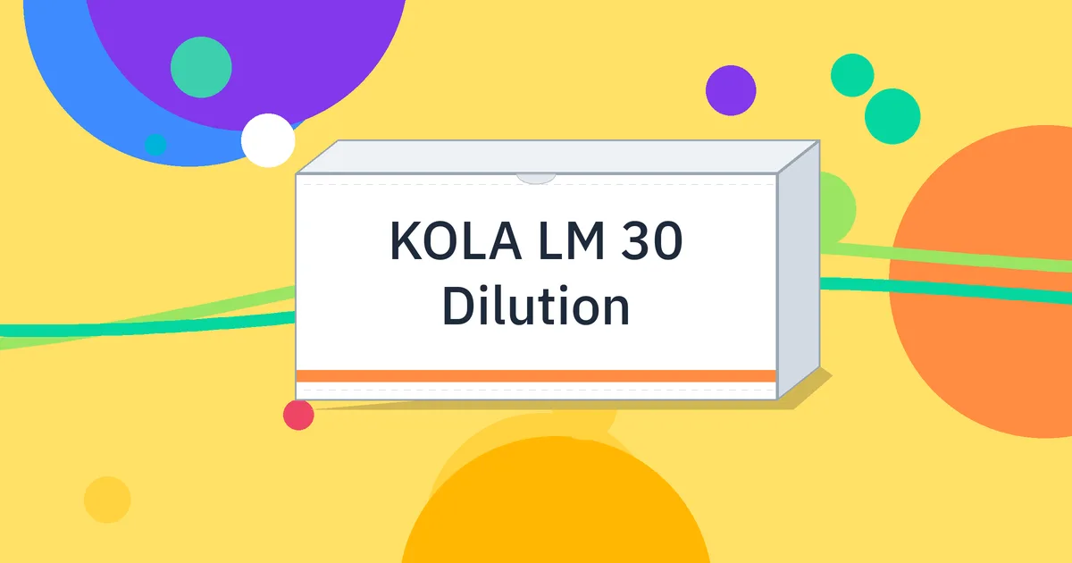 Symbolbild: Packung mit der Aufschrift KOLA LM 30 Dilution (PZN 13519637) – Verfügbarkeit und Bezug in Apotheken in Frankfurt am Main