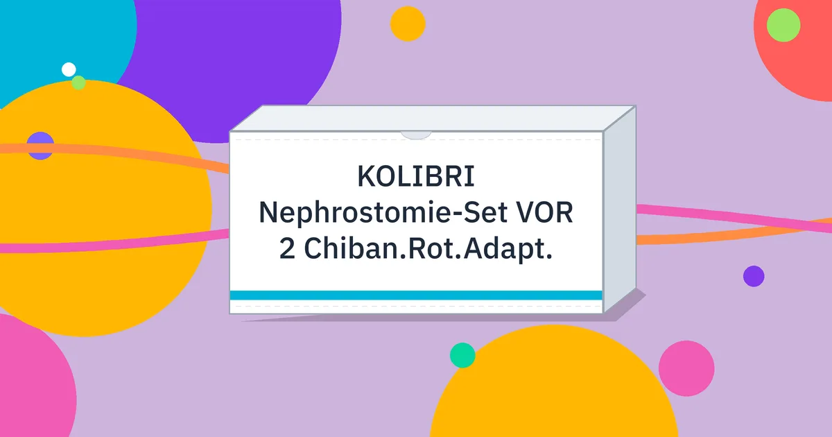 Symbolbild: Packung mit der Aufschrift KOLIBRI Nephrostomie-Set VOR 2 Chiban.Rot.Adapt. (PZN 03469275) – Verfügbarkeit und Bezug in Apotheken in Frankfurt am Main