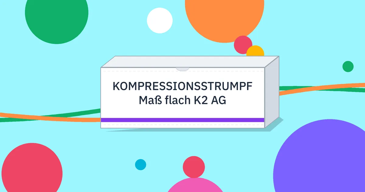 Symbolbild: Packung mit der Aufschrift KOMPRESSIONSSTRUMPF Maß flach K2 AG (PZN 16745328) – Verfügbarkeit und Bezug in Apotheken in Frankfurt am Main