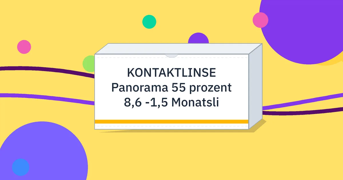 Symbolbild: Packung mit der Aufschrift KONTAKTLINSE Panorama 55 prozent 8,6 -1,5 Monatsli (PZN 00817652) – Verfügbarkeit und Bezug in Apotheken in Frankfurt am Main