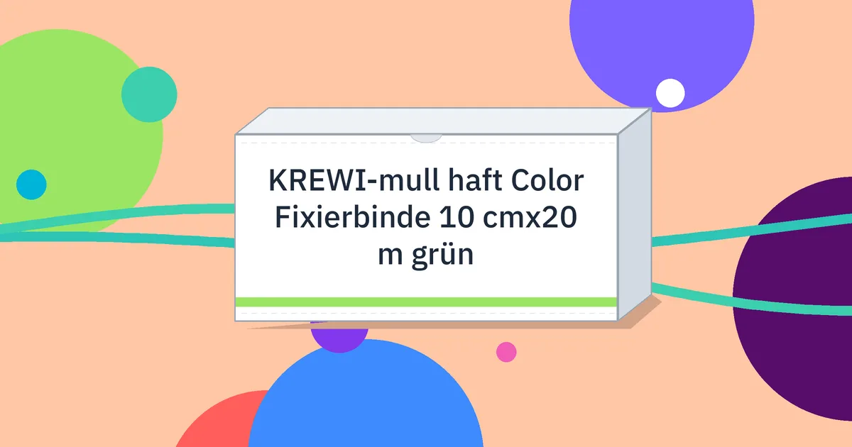 Symbolbild: Packung mit der Aufschrift KREWI-mull haft Color Fixierbinde 10 cmx20 m grün (PZN 11338877) – Verfügbarkeit und Bezug in Apotheken in Frankfurt am Main