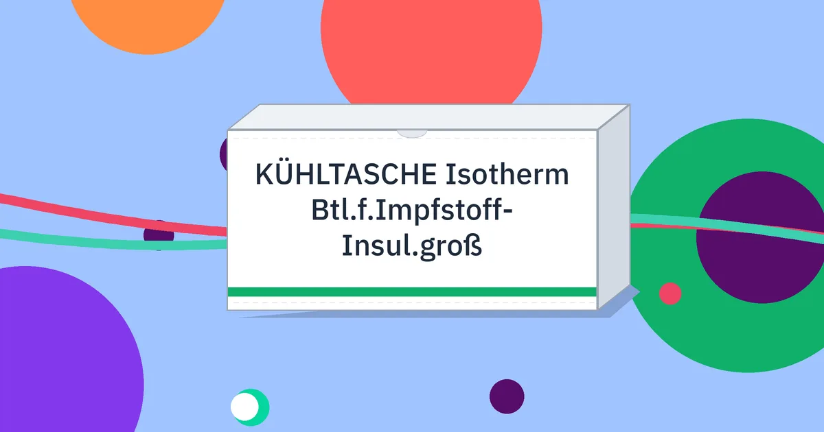 Symbolbild: Packung mit der Aufschrift KÜHLTASCHE Isotherm Btl.f.Impfstoff-Insul.groß (PZN 09482650) – Verfügbarkeit und Bezug in Apotheken in Frankfurt am Main