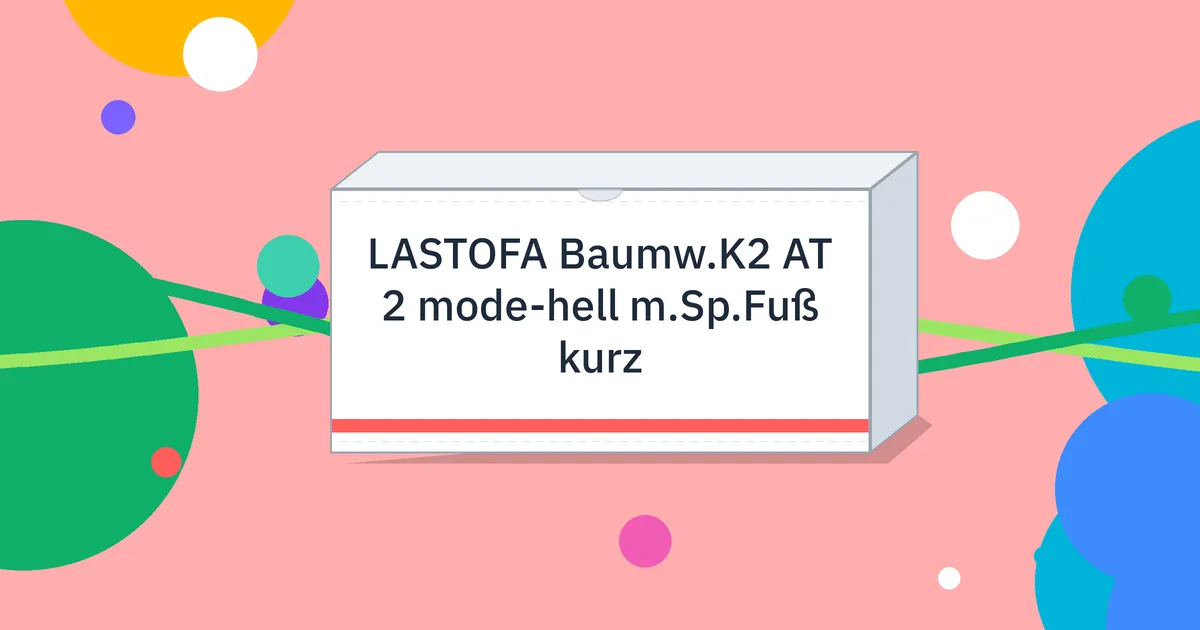 Symbolbild: Packung mit der Aufschrift LASTOFA Baumw.K2 AT 2 mode-hell m.Sp.Fuß kurz (PZN 01950519) – Verfügbarkeit und Bezug in Apotheken in Frankfurt am Main