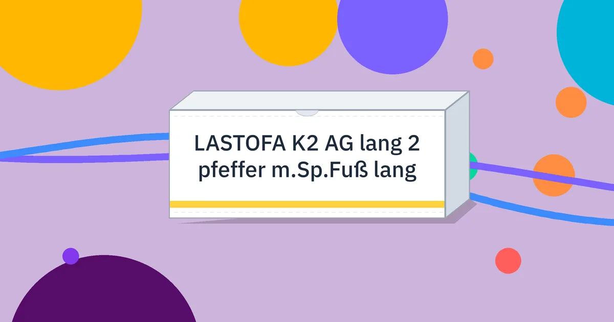 Symbolbild: Packung mit der Aufschrift LASTOFA K2 AG lang 2 pfeffer m.Sp.Fuß lang (PZN 13803597) – Verfügbarkeit und Bezug in Apotheken in Frankfurt am Main