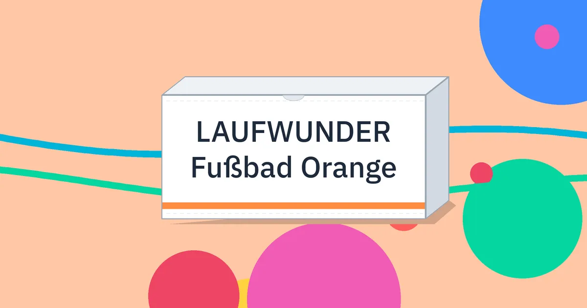 Symbolbild: Packung mit der Aufschrift LAUFWUNDER Fußbad Orange (PZN 12337147) – Verfügbarkeit und Bezug in Apotheken in Frankfurt am Main