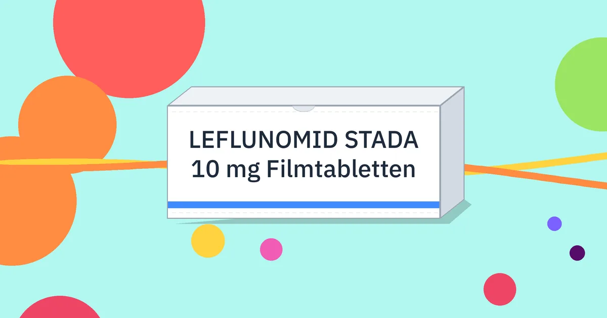 Symbolbild: Packung mit der Aufschrift LEFLUNOMID STADA 10 mg Filmtabletten (PZN 06572341) – Verfügbarkeit und Bezug in Apotheken in Frankfurt am Main