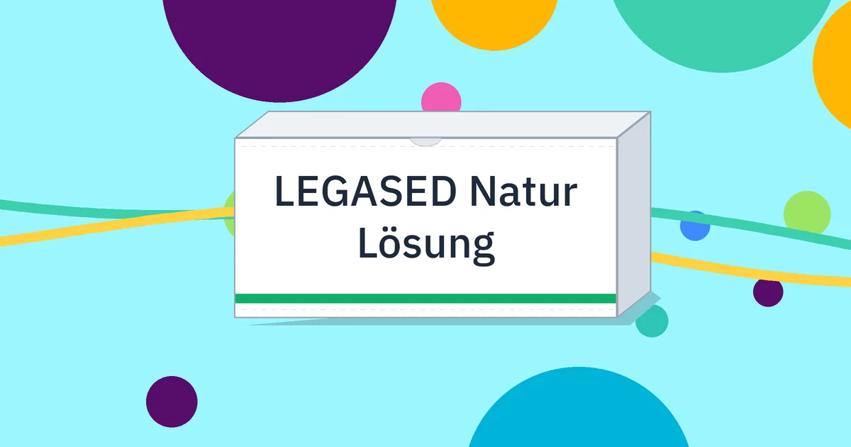 Symbolbild: Packung mit der Aufschrift LEGASED Natur Lösung (PZN 00033726) – Verfügbarkeit und Bezug in Apotheken in Frankfurt am Main