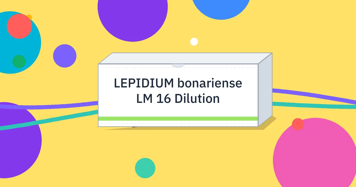 Symbolbild: Packung mit der Aufschrift LEPIDIUM bonariense LM 16 Dilution (PZN 13526407) – Verfügbarkeit und Bezug in Apotheken in Frankfurt am Main