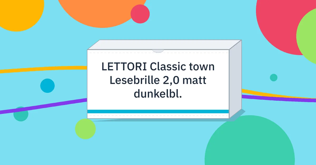 Symbolbild: Packung mit der Aufschrift LETTORI Classic town Lesebrille 2,0 matt dunkelbl. (PZN 11057546) – Verfügbarkeit und Bezug in Apotheken in Frankfurt am Main