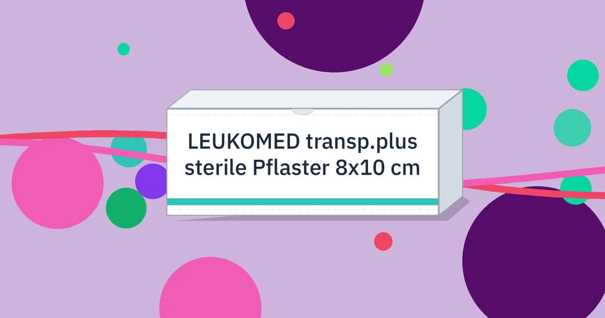 Symbolbild: Packung mit der Aufschrift LEUKOMED transp.plus sterile Pflaster 8x10 cm (PZN 01051206) – Verfügbarkeit und Bezug in Apotheken in Frankfurt am Main