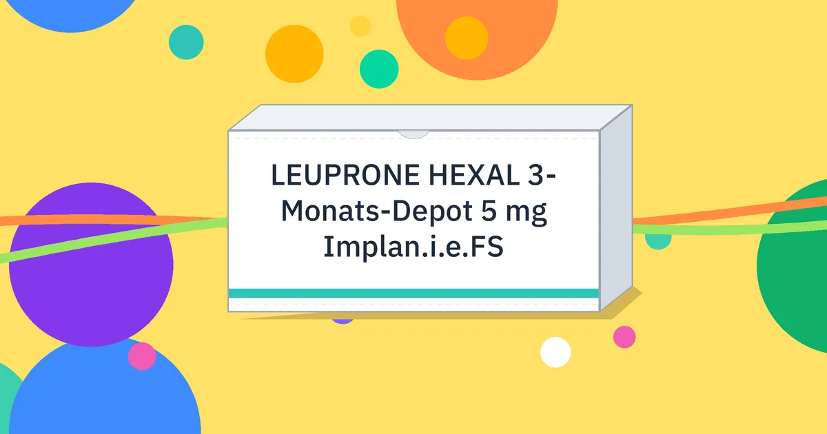 Symbolbild: Packung mit der Aufschrift LEUPRONE HEXAL 3-Monats-Depot 5 mg Implan.i.e.FS (PZN 02044898) – Verfügbarkeit und Bezug in Apotheken in Frankfurt am Main