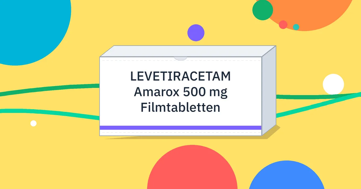 Symbolbild: Packung mit der Aufschrift LEVETIRACETAM Amarox 500 mg Filmtabletten (PZN 17852598) – Verfügbarkeit und Bezug in Apotheken in Frankfurt am Main