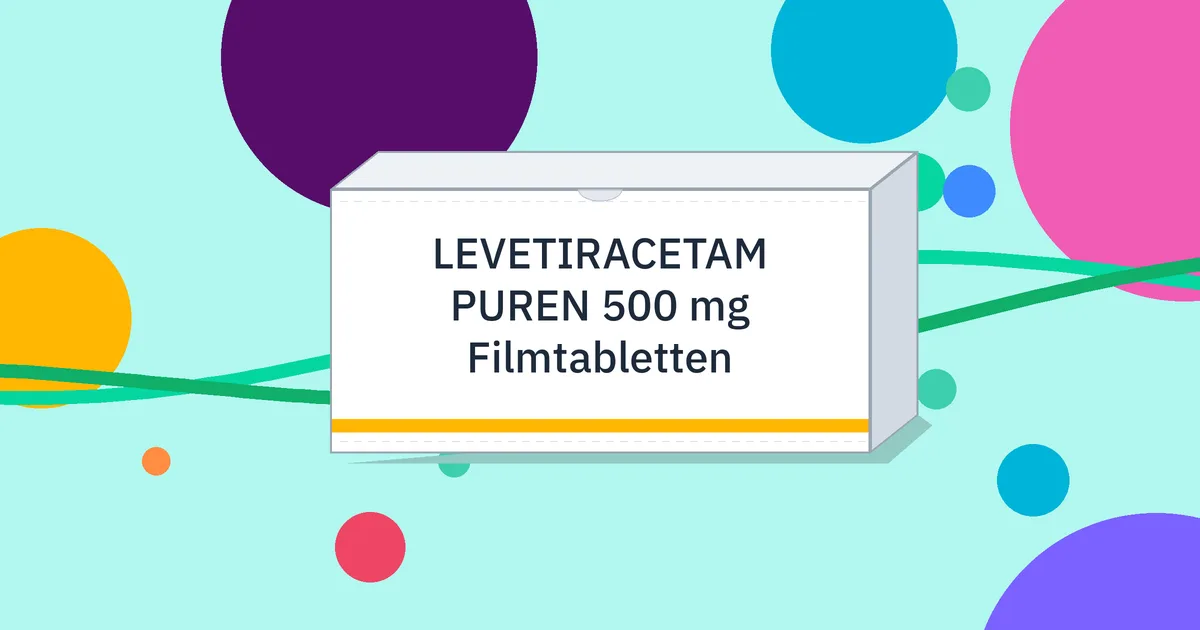 Symbolbild: Packung mit der Aufschrift LEVETIRACETAM PUREN 500 mg Filmtabletten (PZN 12532067) – Verfügbarkeit und Bezug in Apotheken in Frankfurt am Main