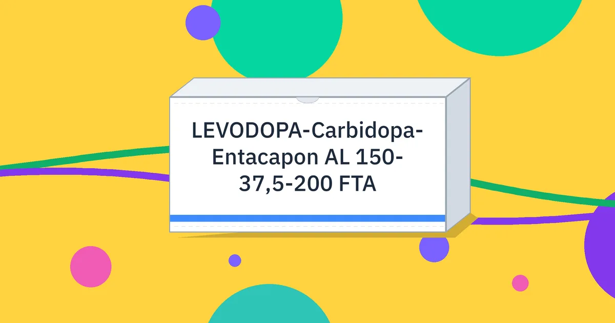 Symbolbild: Packung mit der Aufschrift LEVODOPA-Carbidopa-Entacapon AL 150-37,5-200 FTA (PZN 10386124) – Verfügbarkeit und Bezug in Apotheken in Frankfurt am Main