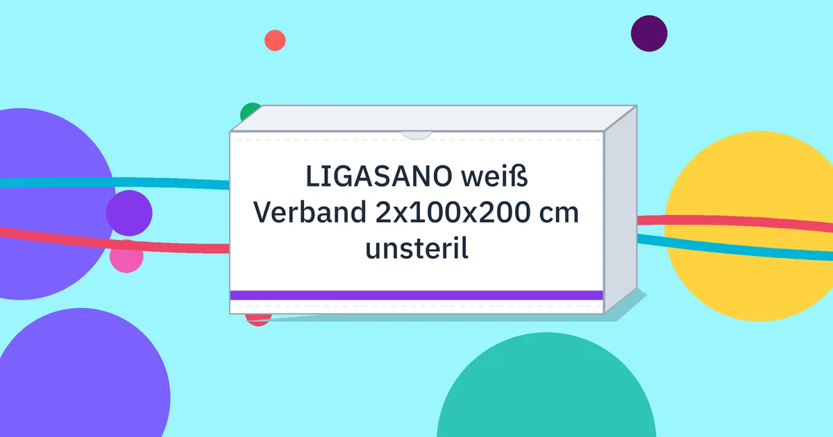 Symbolbild: Packung mit der Aufschrift LIGASANO weiß Verband 2x100x200 cm unsteril (PZN 17250712) – Verfügbarkeit und Bezug in Apotheken in Frankfurt am Main