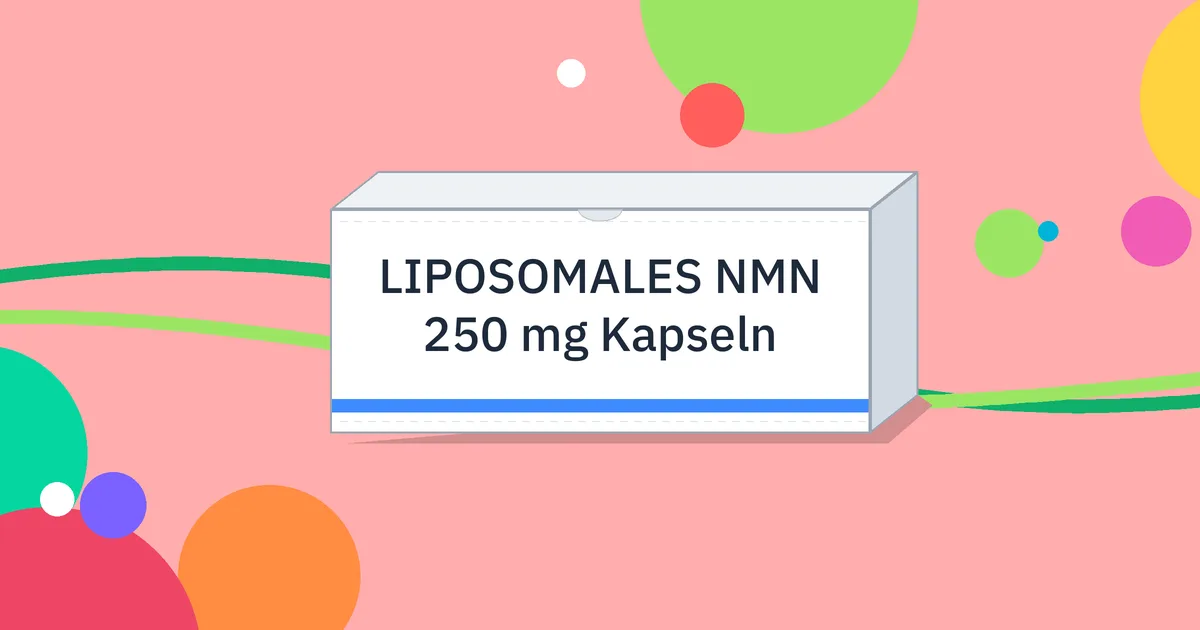 Symbolbild: Packung mit der Aufschrift LIPOSOMALES NMN 250 mg Kapseln (PZN 19386373) – Verfügbarkeit und Bezug in Apotheken in Frankfurt am Main
