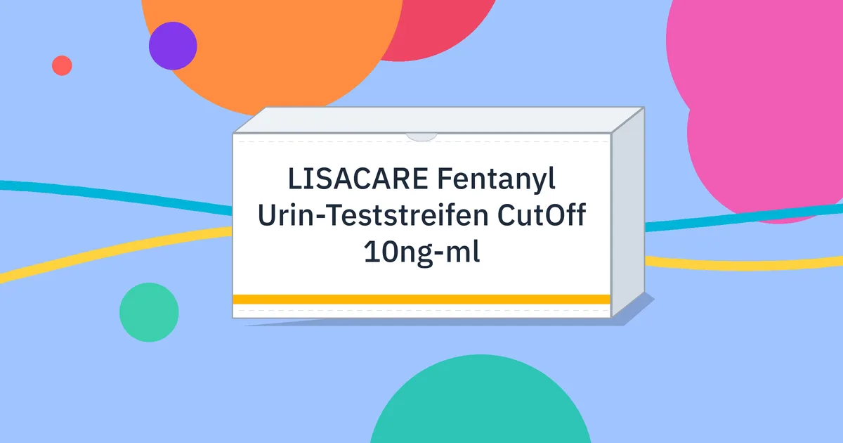 Symbolbild: Packung mit der Aufschrift LISACARE Fentanyl Urin-Teststreifen CutOff 10ng-ml (PZN 19822070) – Verfügbarkeit und Bezug in Apotheken in Frankfurt am Main