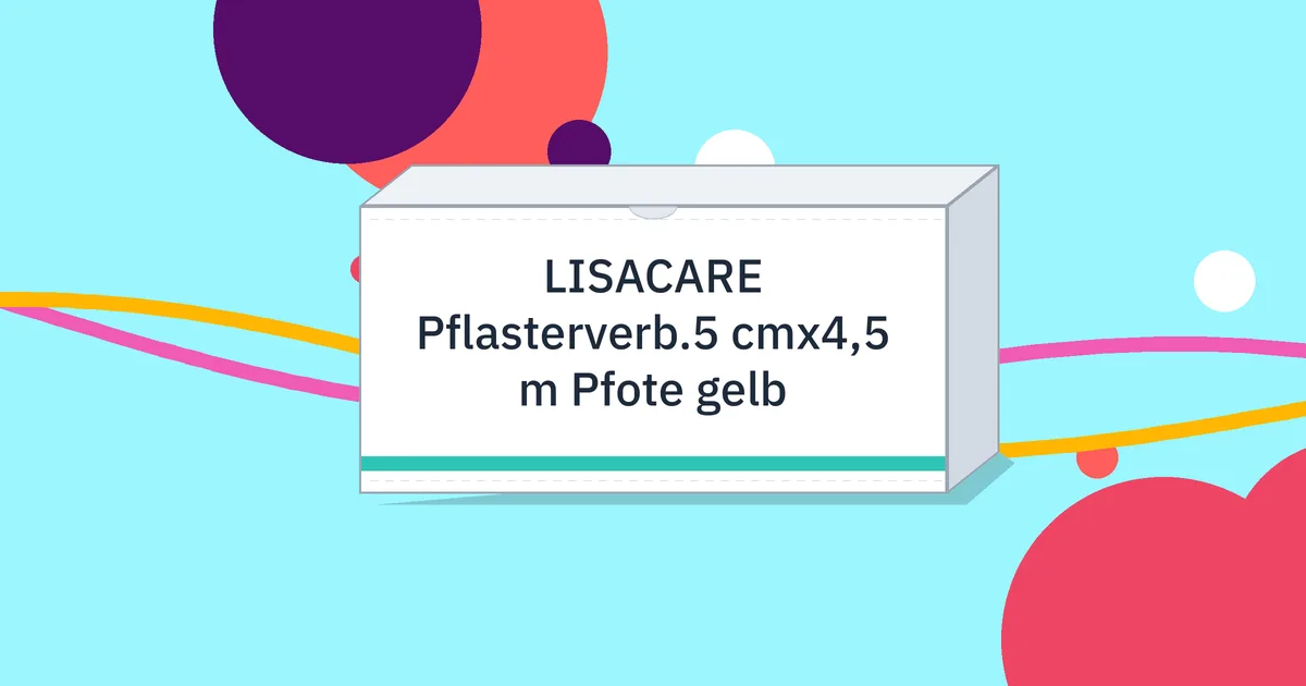 Symbolbild: Packung mit der Aufschrift LISACARE Pflasterverb.5 cmx4,5 m Pfote gelb (PZN 17892310) – Verfügbarkeit und Bezug in Apotheken in Frankfurt am Main