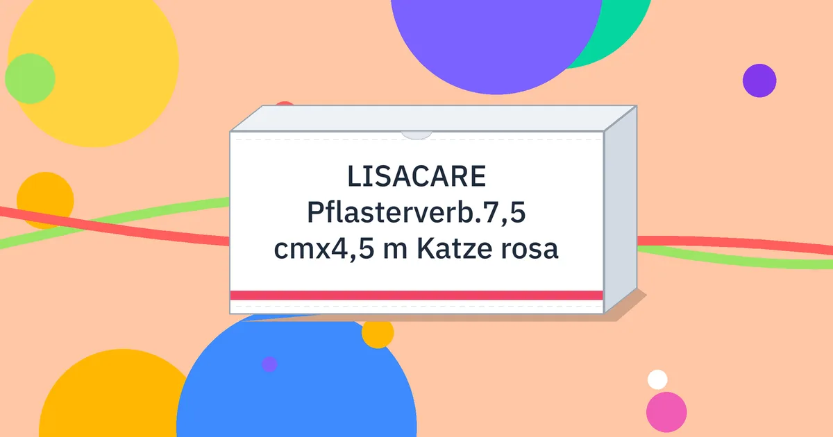 Symbolbild: Packung mit der Aufschrift LISACARE Pflasterverb.7,5 cmx4,5 m Katze rosa (PZN 17892764) – Verfügbarkeit und Bezug in Apotheken in Frankfurt am Main